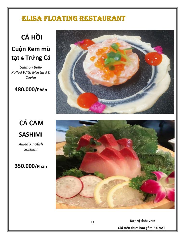 Thực Đơn Gọi Món - Elisa Floating Restaurant